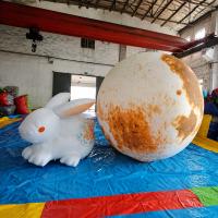China Commercial Illuminated Inflatable Moon and Rabbit Display Set with Custom Printing for Festivals Malls and Event Decorations for sale