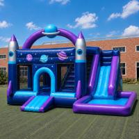 China Commercial Space Explorer Inflatable Trampoline and Slide Combo with Safety Mesh Internal Climbing Steps and Shallow Landing Pool for sale
