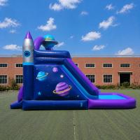 China Commercial Space Explorer Inflatable Trampoline and Slide Combo with Safety Mesh Internal Climbing Steps and Shallow Landing Pool for sale