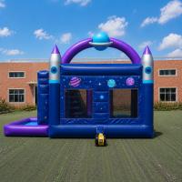 China Commercial Space Explorer Inflatable Trampoline and Slide Combo with Safety Mesh Internal Climbing Steps and Shallow Landing Pool for sale