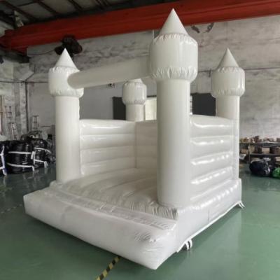 China Pastel White Inflatable Bouncy Castle for Kids Wedding Bouncer PVC 3m x 3m Custom Size for sale