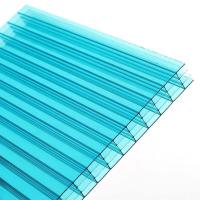 China 12mm UV Protection Blue Colored PC Hollow Sheet 16Mm Triple Wall Polycarbonate Sheet For Greenhouse for sale