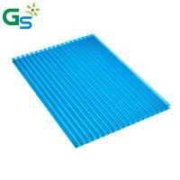 China Blue Color 16mm Multiwall Layer Four Wall Polycarbonate Hollow Sheet For Carport for sale