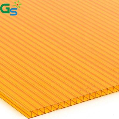 China High Quality Advertising Portrait Sheet Orange Color 8mm Plastic Polycarbonate Hollow Sheet For Building Material for sale