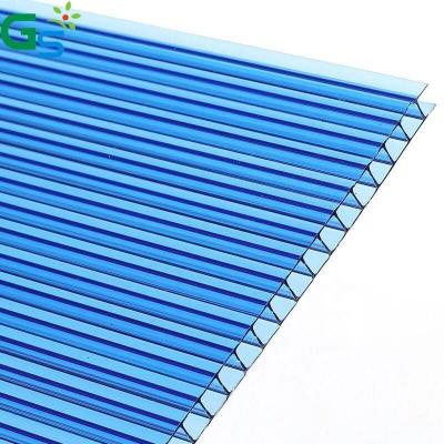 China UV Coating 50 Micor 8mm Two Layer Plastic Polycarbonate Hollow Sheet for 2100mm Width for sale
