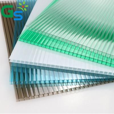 China Clear Plastic 8mm Polycarbonate Hollow Sheet for Office Building Wall Protection for sale
