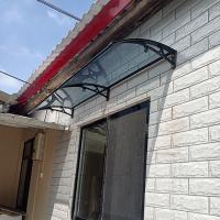 China OEM customized 60*80cm outdoor diy sunshade door canopy aluminum bracket plastic sheet awning for sale