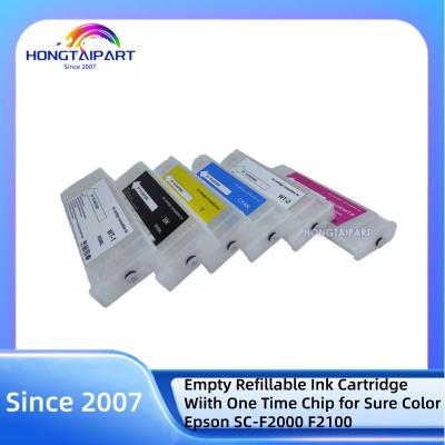 China 6PCS Empty Refillable Ink Cartridge 600ml for Epson SC-F2000 F2100 with One Time Chip for sale
