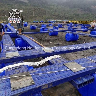 China HDPE Square Pontoon Aquaculture Cage 10m 60m Diameter with 15+ Year Lifespan for Marine Fish Farming for sale