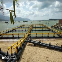 China HDPE Semi Open Sea Anti Wind Fish Farming Net Cage 15 Year Lifespan Green Yellow for sale