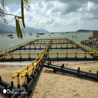 China HDPE Semi Open Sea Anti Wind Fish Farming Net Cage 15 Year Lifespan Green Yellow for sale