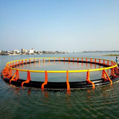 China HDPE Round Fish Cage Floating Frame 80m-300m Circumference UV Corrosion Wave Resistant for Lake Pond Farming for sale