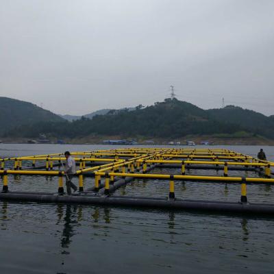 China Square HDPE Floating Fish Cage 4m x 4m Commercial Aquaculture Net Cage for Lake Sea Farming for sale