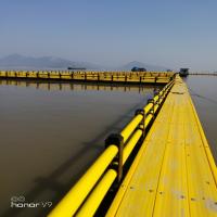 China HDPE Integrated Floating Leisure Platform with Fish Cage for Aqua-tourism Farm 80m-300m Circumference for sale