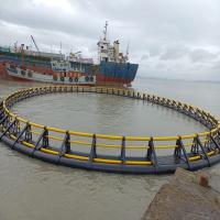 China Anti-Corrosion HDPE Deep-Water Circular Fish Cage 80m-300m Circumference for 45-60m Seabed for sale