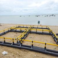 China HDPE Square Floating Fish Cage 4m x 4m for High-Density Freshwater Aquaculture in Reservoirs for sale