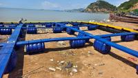 China Deep-water PE cage for barramundi, stocking density 15–20kg/m³, fits brackish water farms in Australia and Thailand. for sale