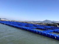 China Economical HDPE floating pontoon aquaculture platform with 25‑year service life, supporting easy on‑site assembly for fish‑farm operations. for sale