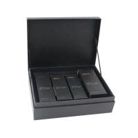 China Black Magnetic Lid Cosmetic Gift Boxes For Luxury Skincare Product Sets Packaging for sale