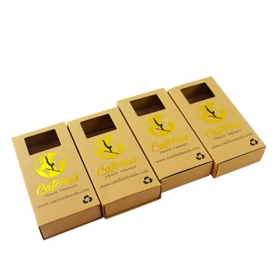 China Ecological Square Sliding Kraft Packaging Box With Windows for sale