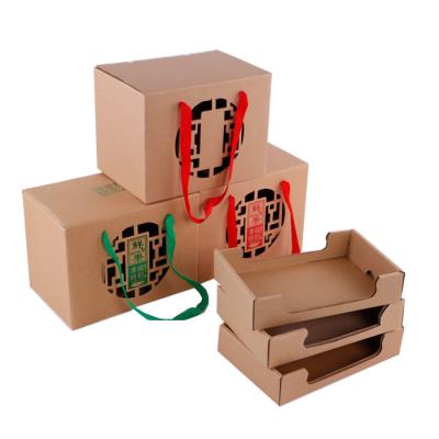 China Recyclable Cardboard Box Trays For Food With Handle for sale