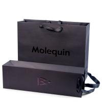 China Custom Black Paper Shopping Bags With Ribbon Handles  Stylish Product Packaging Box Design for sale