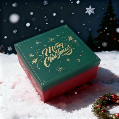 China Customizable Red Christmas Festive Cardboard Gift Box with Lid and Base for Wholesale and Retail for sale