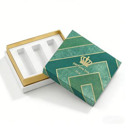 China Luxury Perfume Packaging Box with Gold Foil Stamping and Rigid Construction for Customizable Logo Printing for sale