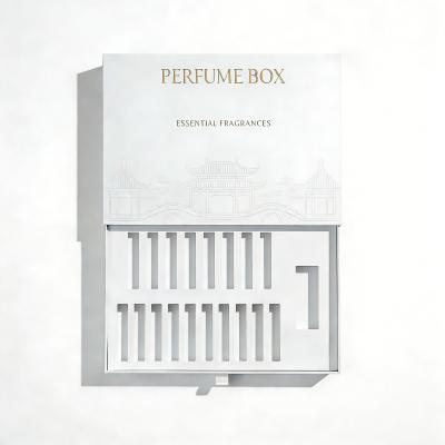 China Drawer Style Perfume Packaging Box with Custom Logo and Eco-Friendly Materials for Luxury Fragrance Sampler Packaging for sale