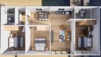 China Modular Prefabricated Container Homes Grey Wood Grain Exterior for sale
