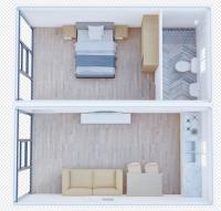 China Modular Two Story Prefab Container House Building Spiral Staircase for sale
