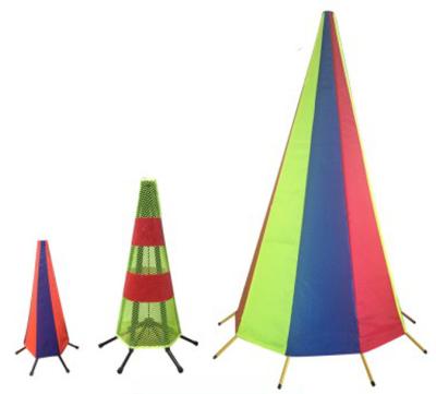 China Waterproof Grid Cloth Road Traffic Cones 600mm 1200mm 1800mm Foldable Reflective Safety Markers for sale