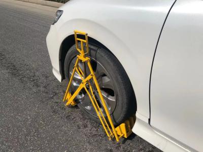 China Aluminum Traffic Yellow Anti Theft Wheel Lock with 6mm Rubber Plate - Hand-Held Vehicle Security Device for Slope Parking for sale