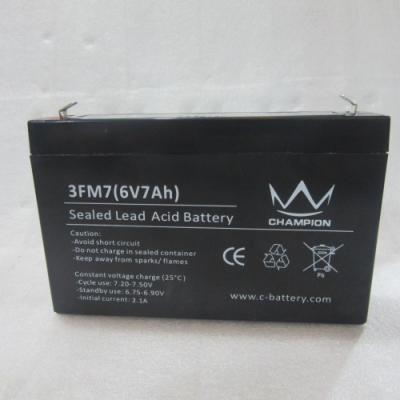 China UPS Power Backup 3FM12 6V7Ah Sealed Lead Acid Battery M8 Terminal for sale