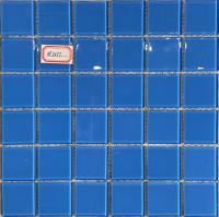 China 48x48mm Blue Glass Mosaic Tiles for Swimming Pools 300x300mm for sale