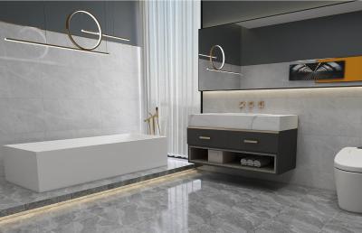 China Gray Marble Look Ceramic Rustic Tile 400x400mm Indoor Flooring for sale