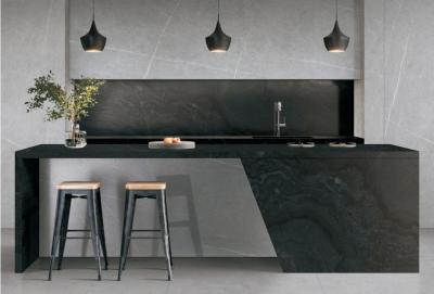 China 1600x3200mm Galaxy Gray Sintered Stone Slab Matt Floor Tile for sale