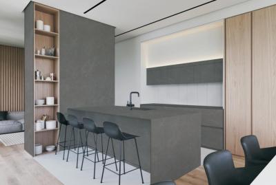 China Gray Sintered Stone Slab 800x2600x12mm Kitchen Countertop for sale