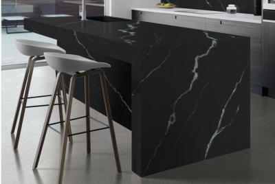 China Phantom Black Sintered Stone Slab 800x2600x12mm Matte Surface for sale