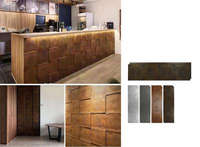 China Polyurethane Tree Ring Wood Brown Cultured Stone Brick 1160x300x30mm for sale