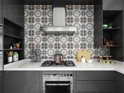 China Beige and Blue Antibacterial Ceramic Rustic Tile 200x200mm for sale
