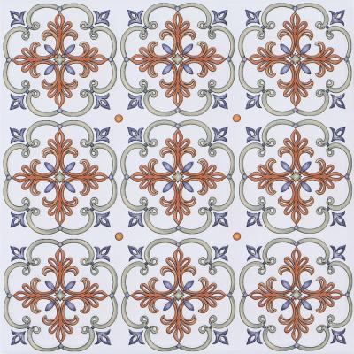 China White and Red Encaustic Ceramic Rustic Tile 20x20cm for sale