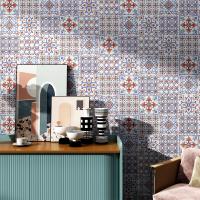 China White Floral Ceramic Rustic Tile 20x20cm Non-Slip Indoor Floor Wall for sale