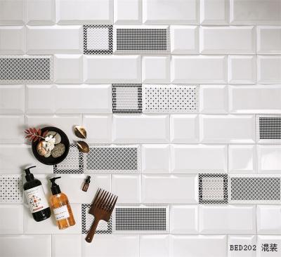 China 10x30cm White Body Clay Wall Tiles for Bathroom and Kitchen for sale