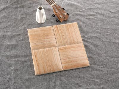 China Light Yellow Wood Grain Wall Tile 152x152mm White Body Clay for sale