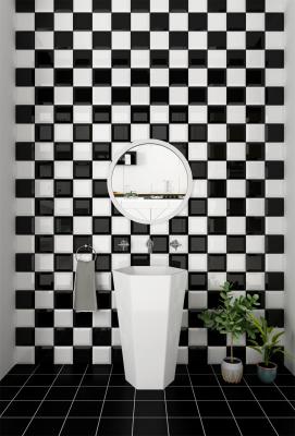 China Black White 152x152mm Glossy Ceramic Wall Tiles for Bathroom for sale