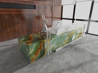 China Emerald Green Polished Sintered Stone Slab 1420x2700mm for sale