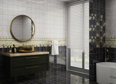 China 300x600mm Vintage Ceramic Wall Tile Dark Gray Mirror Surface for sale