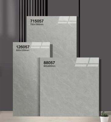 China Polished Porcelain Tiles 750x1500mm Marble Look Gray Floor Tile for sale