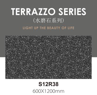China 600x1200mm Antibacterial Dark Gray Terrazzo Porcelain Floor Tiles for sale